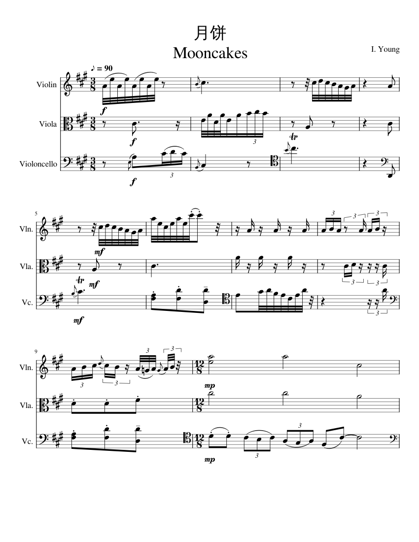 mooncakes Sheet music for Violin, Viola, Cello (String Trio ...