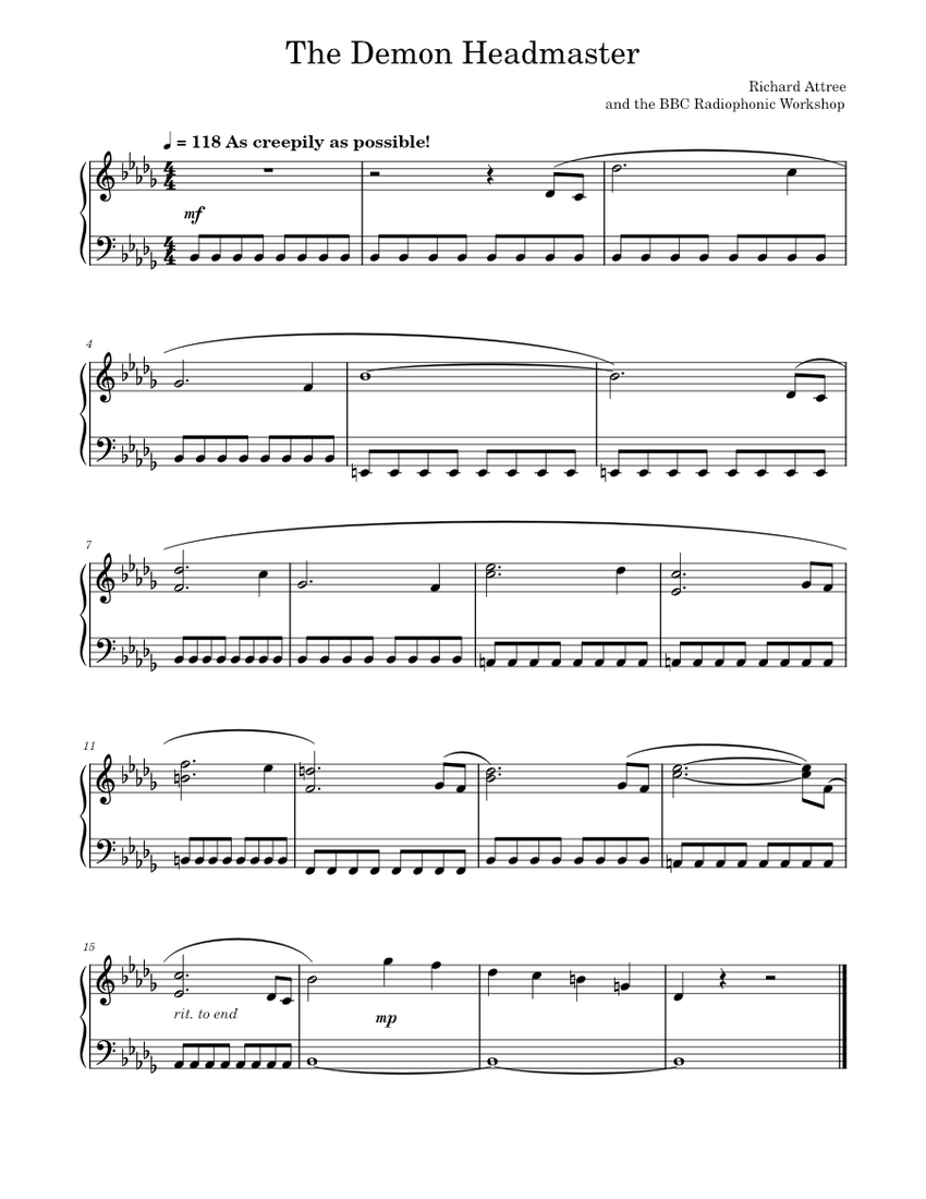 The Demon Headmaster - piano tutorial