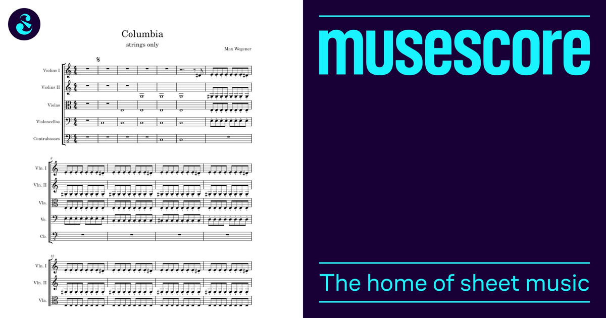 Columbia (strings only) Sheet music for Strings group (Mixed Quintet ...