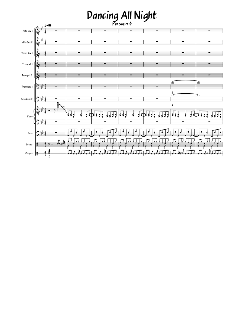Dancing All Night - Persona 4 Sheet Music for Piano, Trombone ...