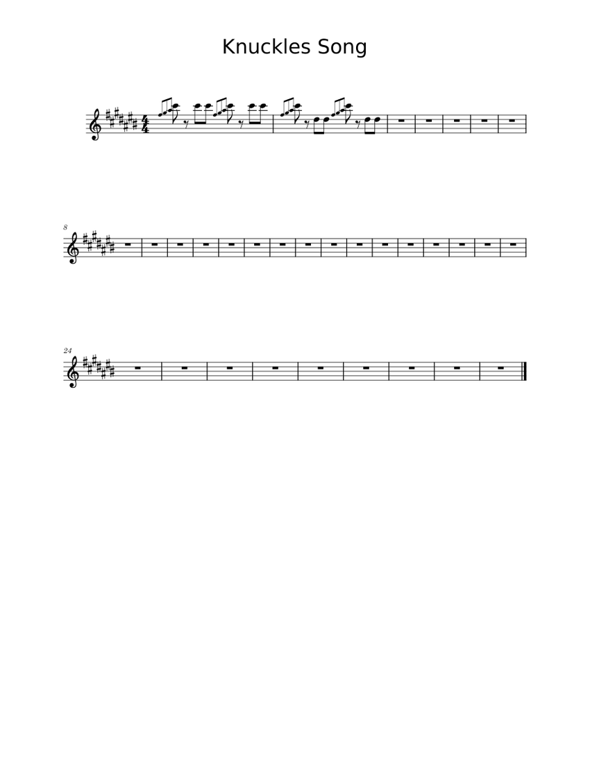 Knuckles Song – Me Knuckles Song Sheet music for Piano (Solo ...