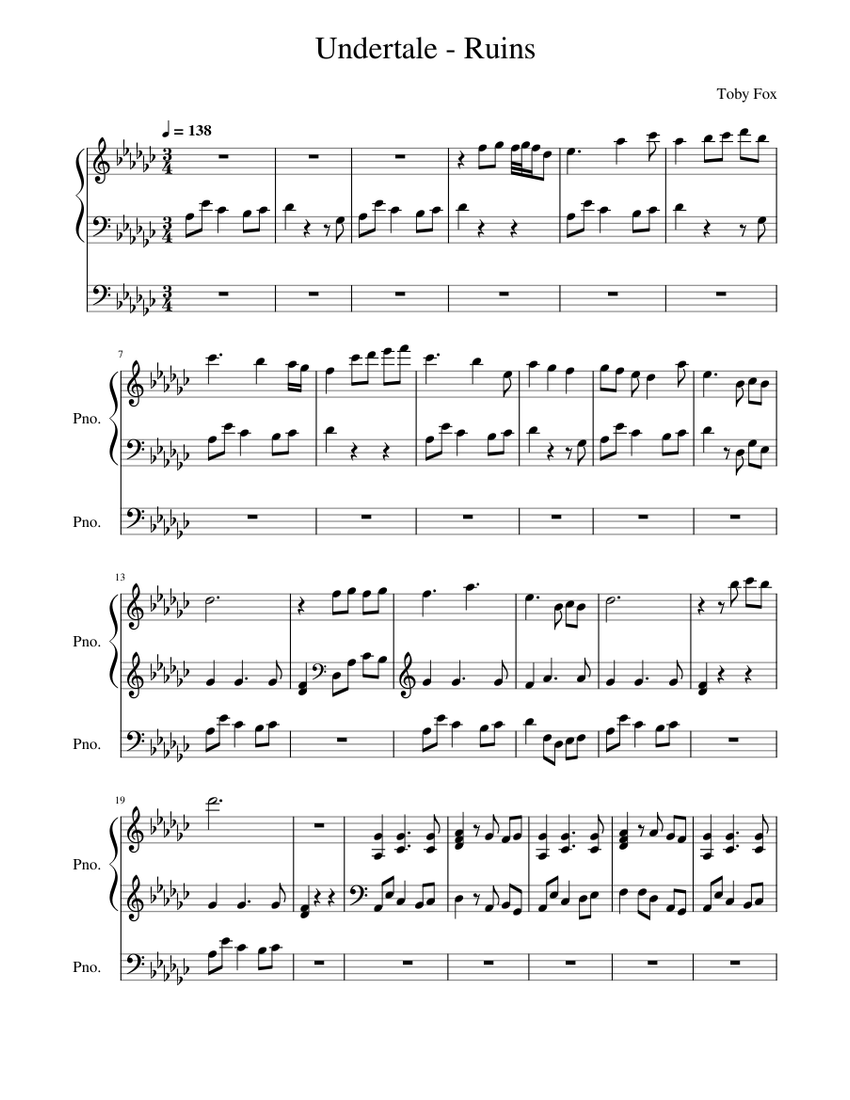 Undertale - Ruins Sheet music for Piano (Piano Duo) | Musescore.com