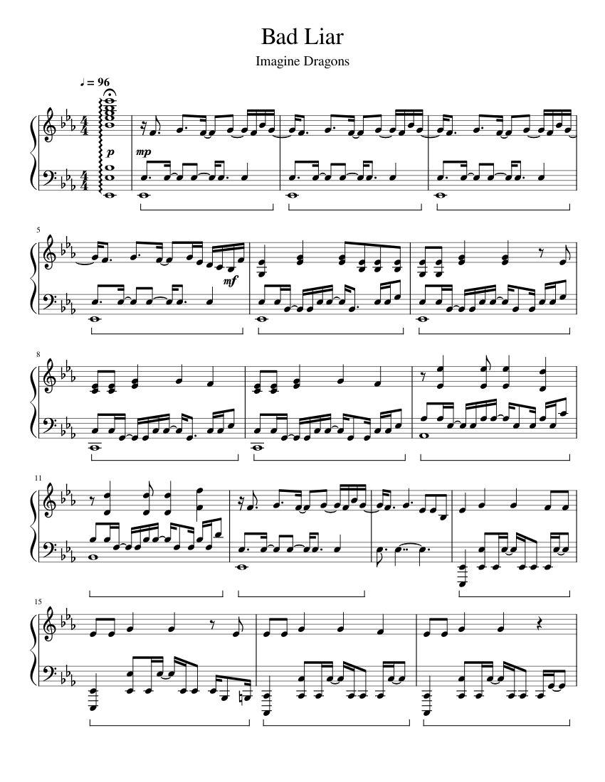 Bad Liar Sheet Music for Piano (Solo) | MuseScore.com
