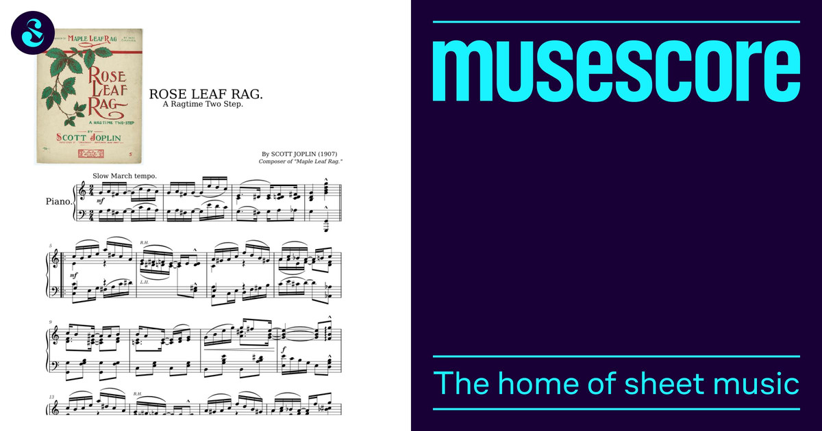 Rose Leaf Rag by Scott Joplin (1907) Sheet Music for Piano (Solo ...