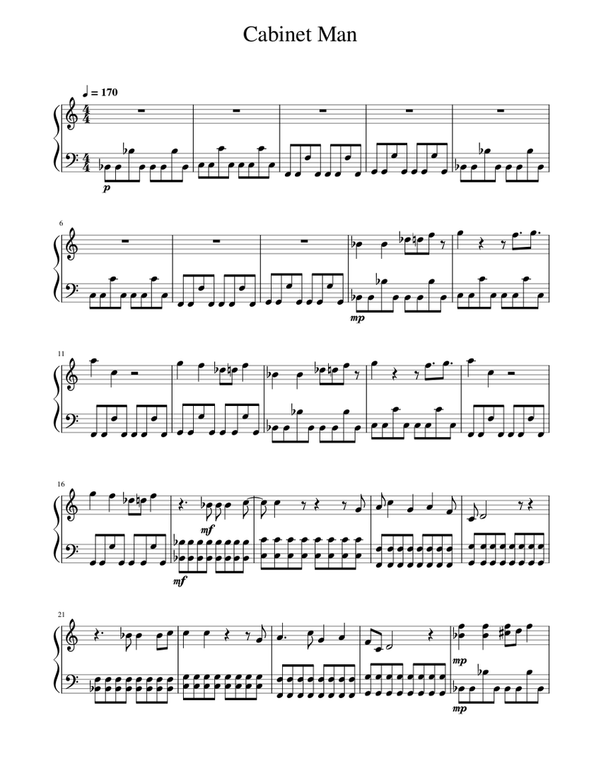 Cabinet Man - Lemon Demon Sheet music for Piano (Solo) | Musescore.com