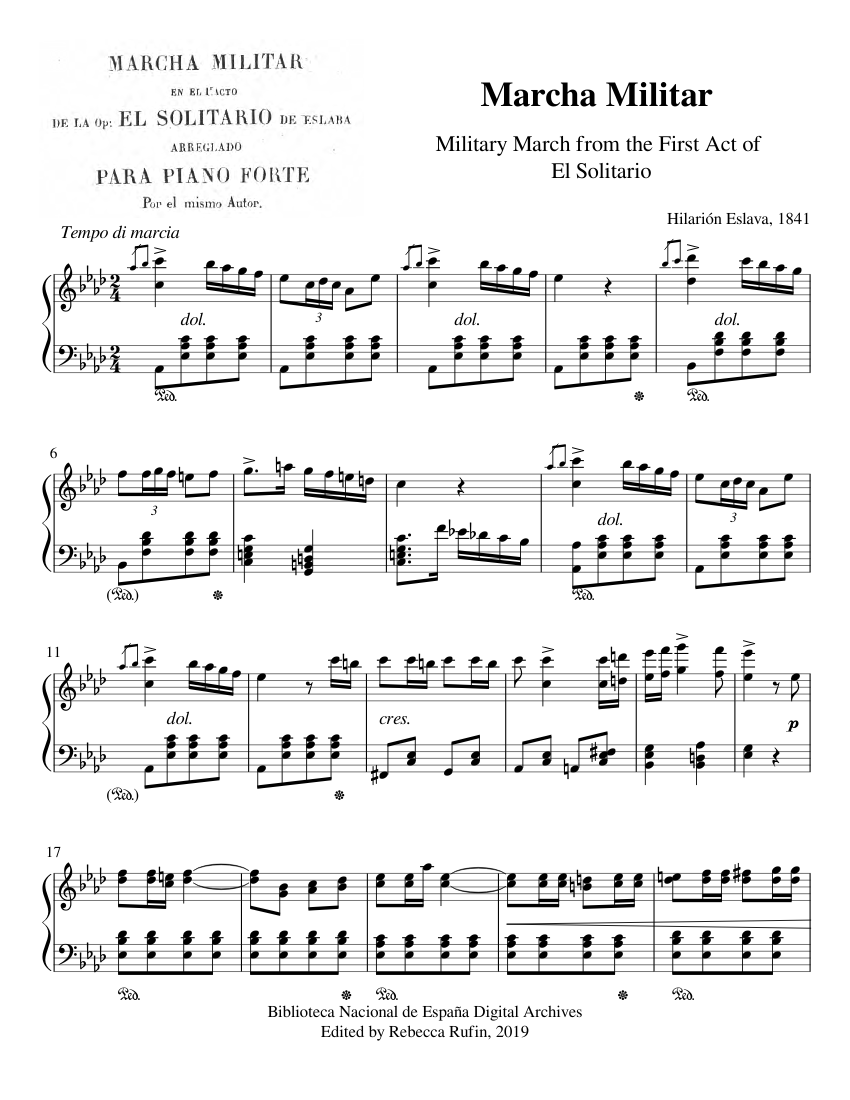 Marcha Militar (Military March) Sheet Music for Piano (Solo ...