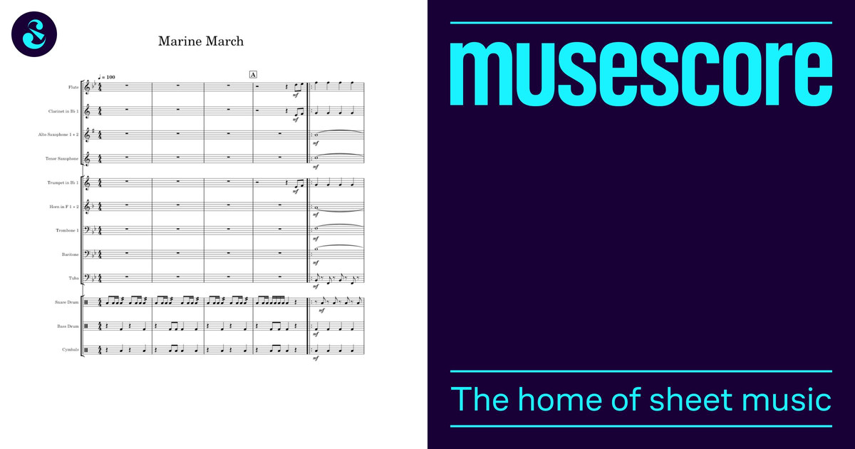 Marine March Sheet Music for Trombone, Tuba, Flute, Saxophone alto ...