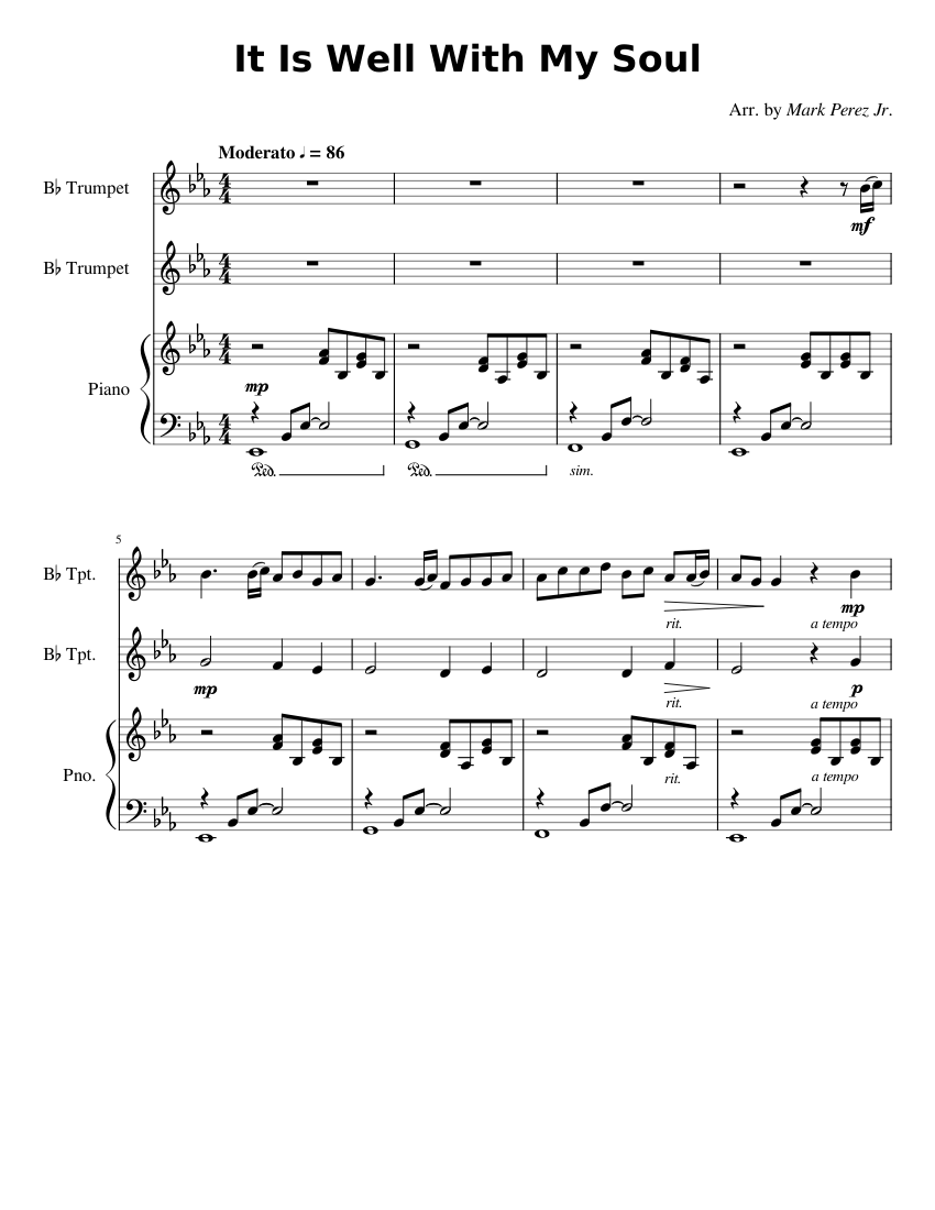 It Is Well With My Soul Sheet music for Piano, Trumpet in b-flat (Mixed ...