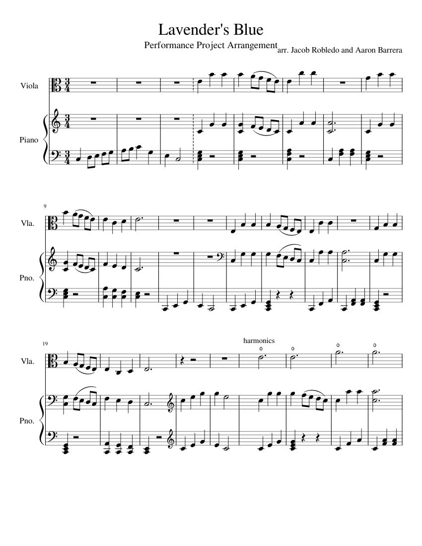 Lavender's Blue Sheet music for Piano, Viola (Solo) | Musescore.com