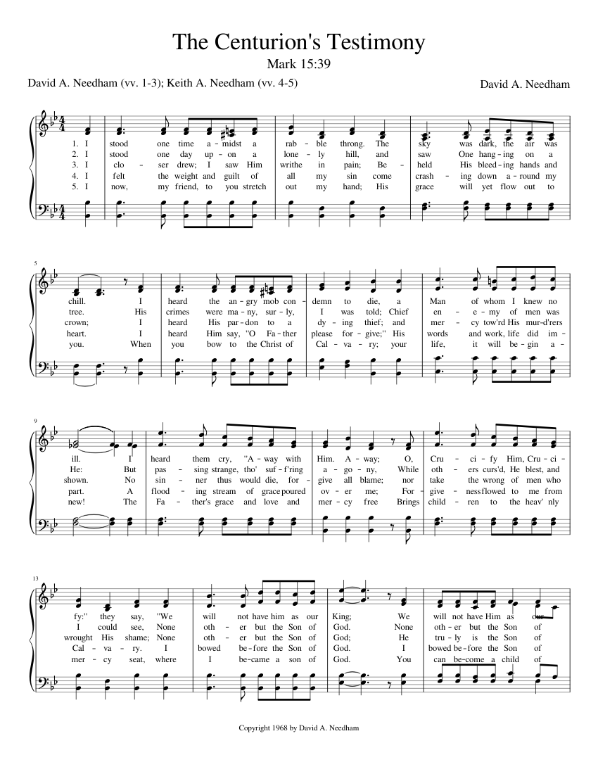The Centurion s Testimony - Extended Sheet music for Piano (Solo) Easy ...