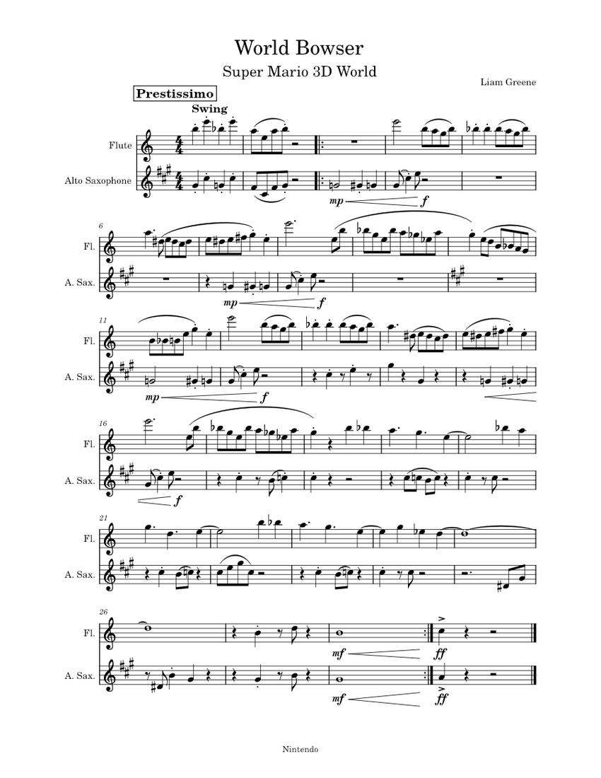 World Bowser theme – Mahito Yokota World Bowser Flute + Alto Sax Duet ...