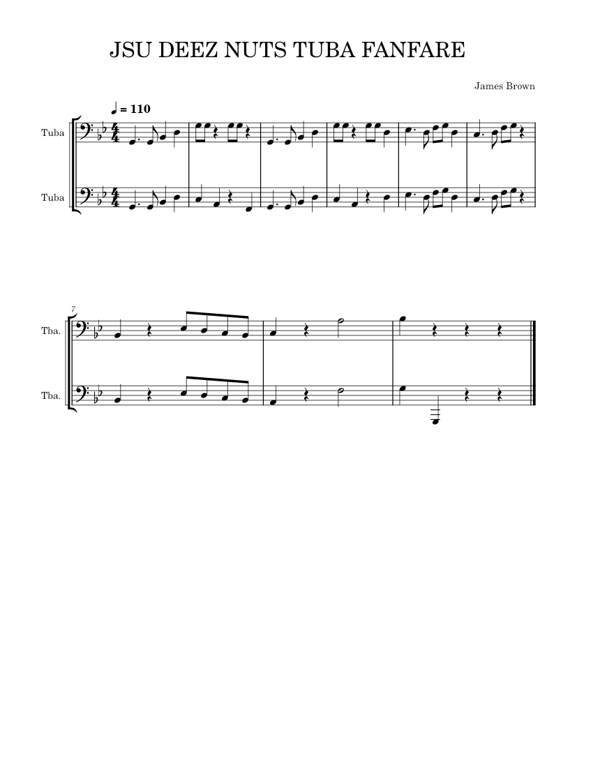 JSU DEEZ NUTS TUBA FANFARE Sheet music for Tuba (Brass Duet ...