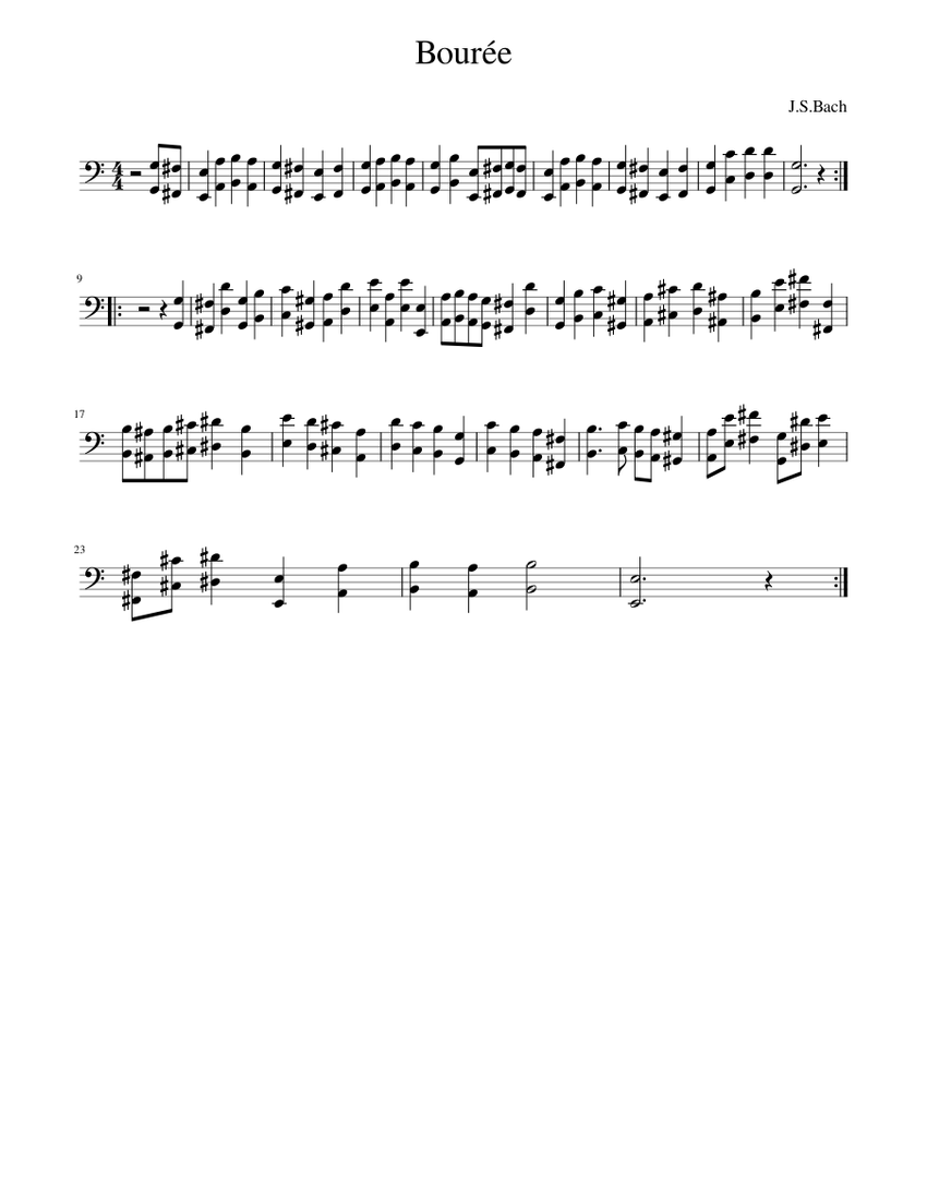 Bourée Sheet music for Piano (Solo) Easy | Musescore.com