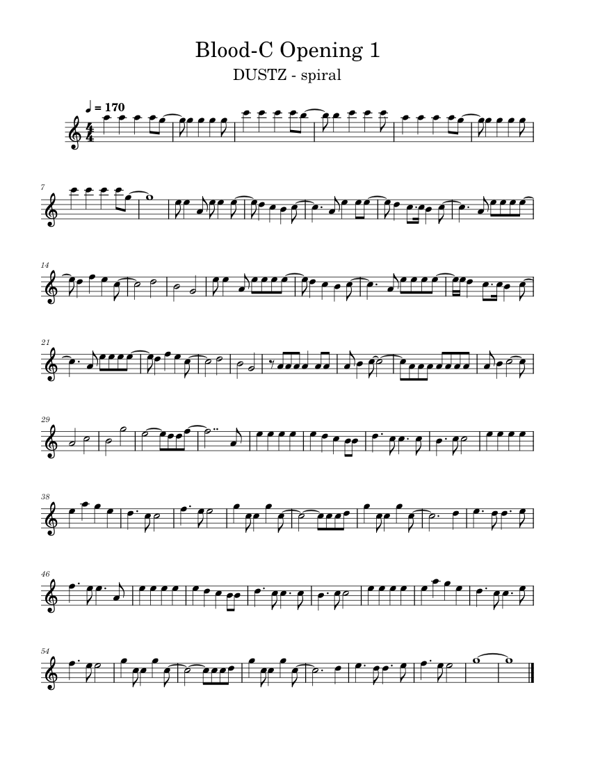 Blood-C Opening 1 Sheet music for Flute (Solo) | Musescore.com