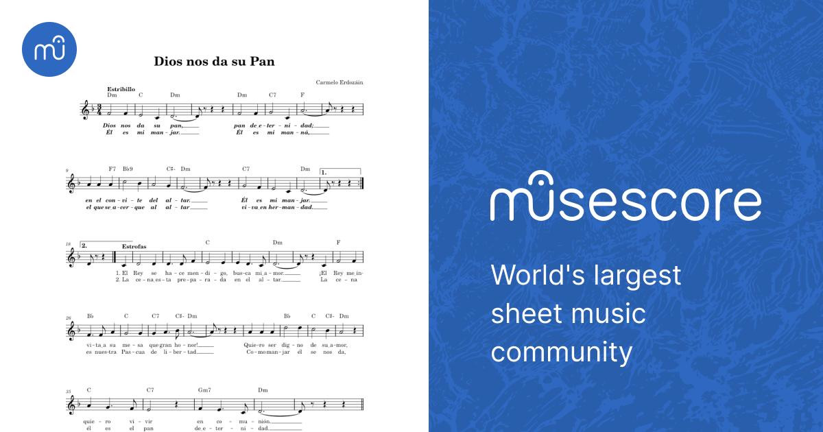Dios nos da su Pan – Carmelo Erdozáin Sheet Music with Chords for Piano ...