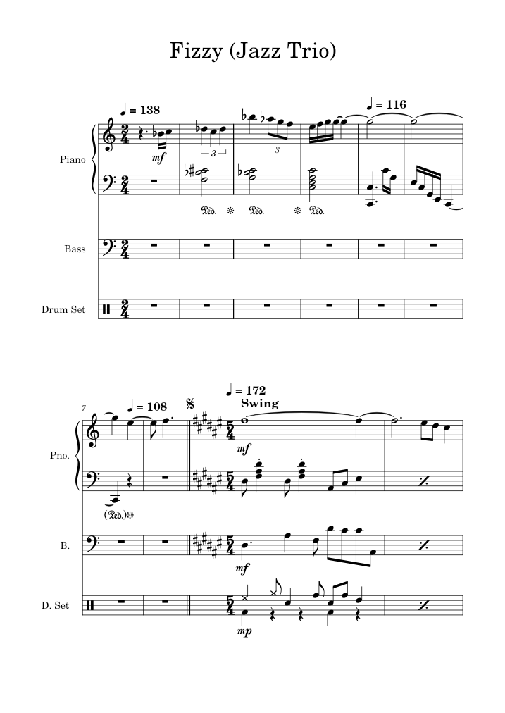 Fizzy (Jazz Trio) Sheet music for Piano, Bass guitar, Drum group (Jazz ...