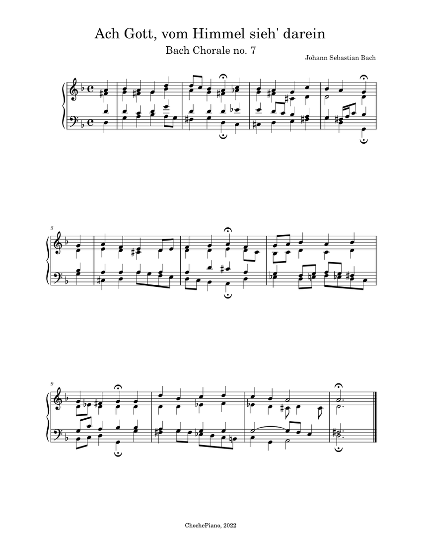 7. Ach Gott vom Himmel Sieh Darein Chorale no. 7 – Johann Sebastian ...