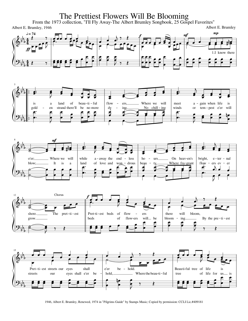 The Prettiest Flowers Will Be Blooming Sheet Music for Piano (Solo ...