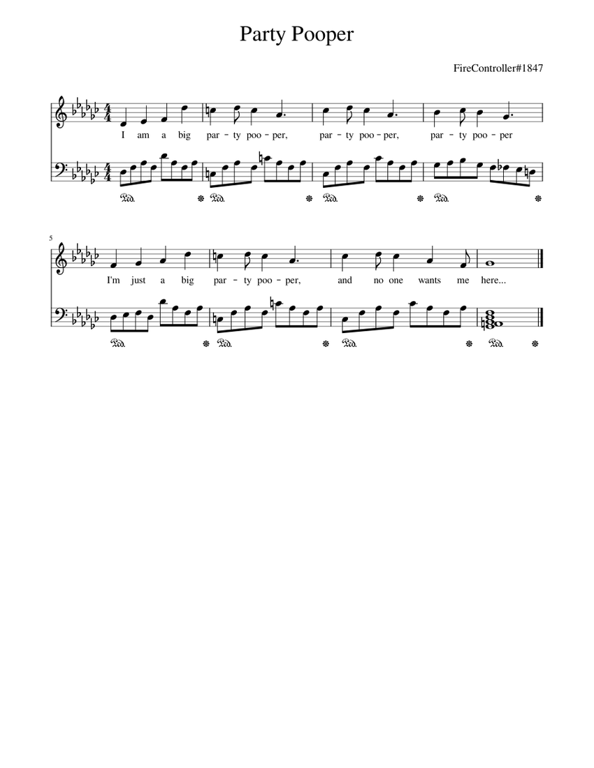 Party Pooper Sheet music for Piano (Solo) | Musescore.com