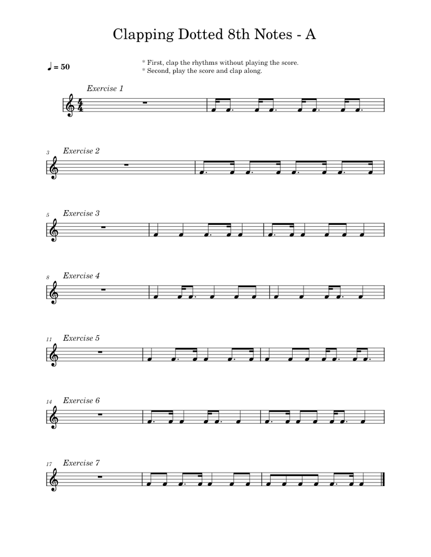 Clapping Dotted 8th Notes A Sheet music for Piano (Solo) | Musescore.com