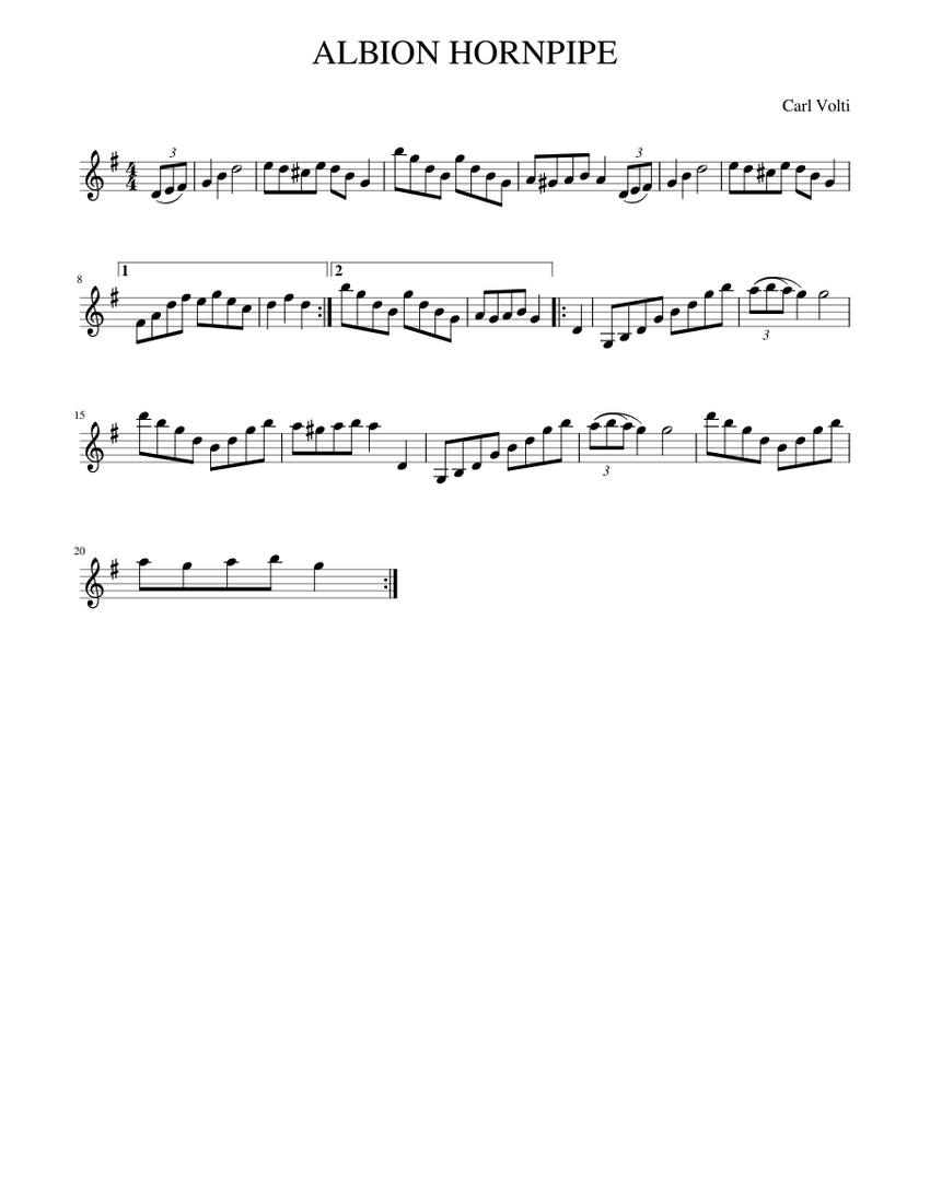 Carl Volti - ALBION HORNPIPE Sheet music for Piano (Solo) Easy ...