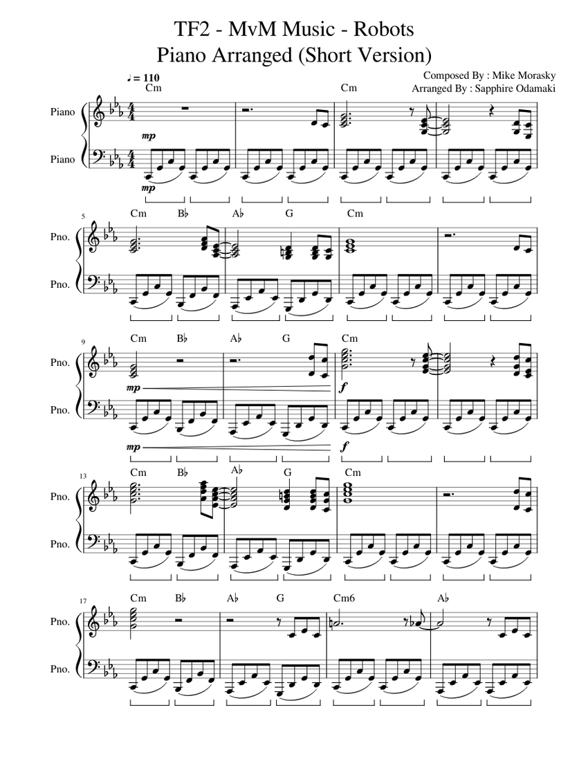 TF2 - MvM Music - Robots - Piano Arranged Sheet Music with Chords for ...