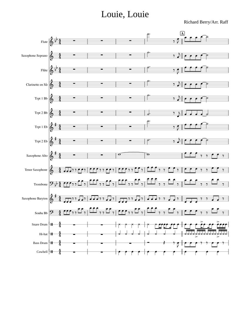 Louie,_Louiequintetraff Sheet music for Tuba, Flute, Saxophone alto ...
