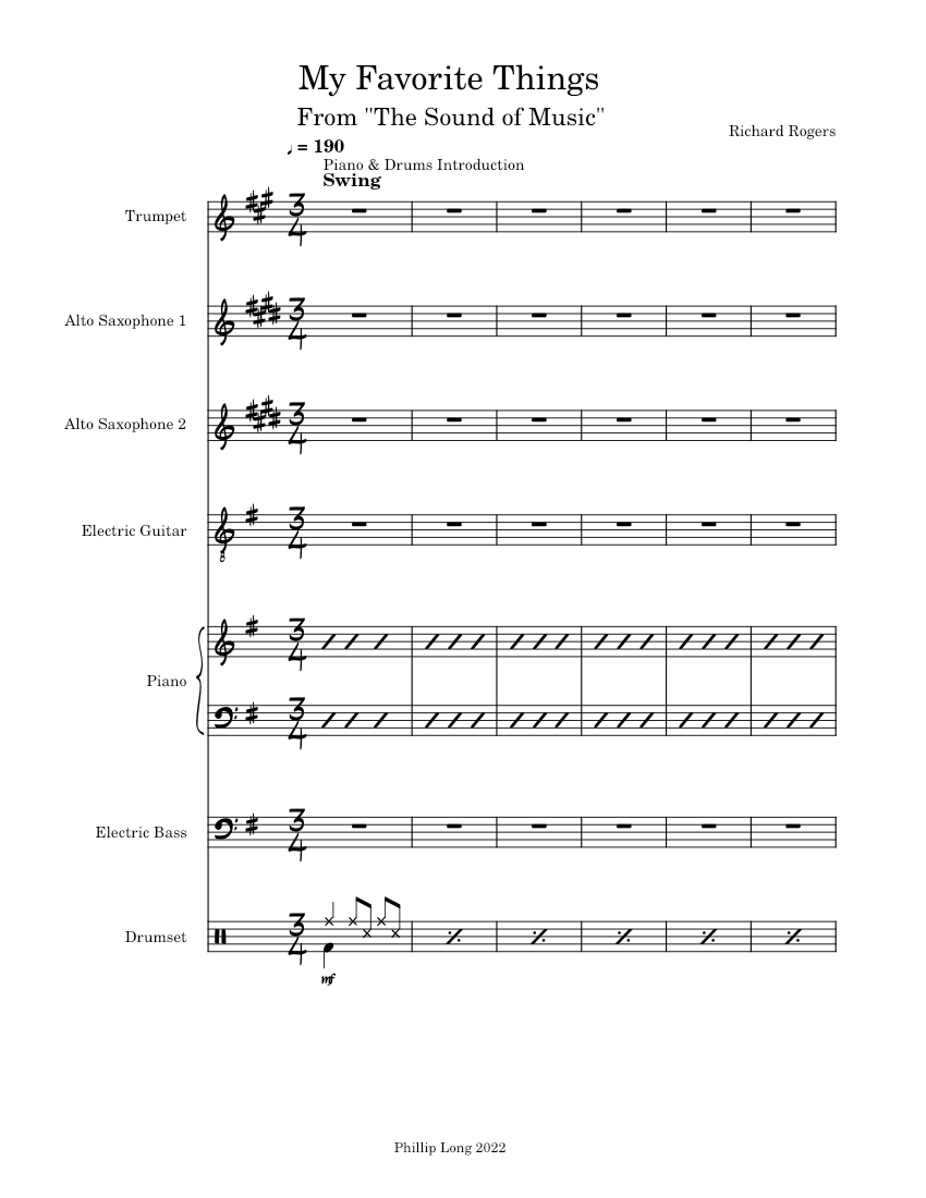My Favorite Things Sheet music for Piano, Saxophone alto, Guitar, Bass ...