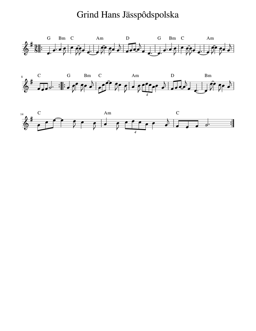 Grind Hans Jässpôdspolska Sheet music for Piano (Solo) Easy | Musescore.com