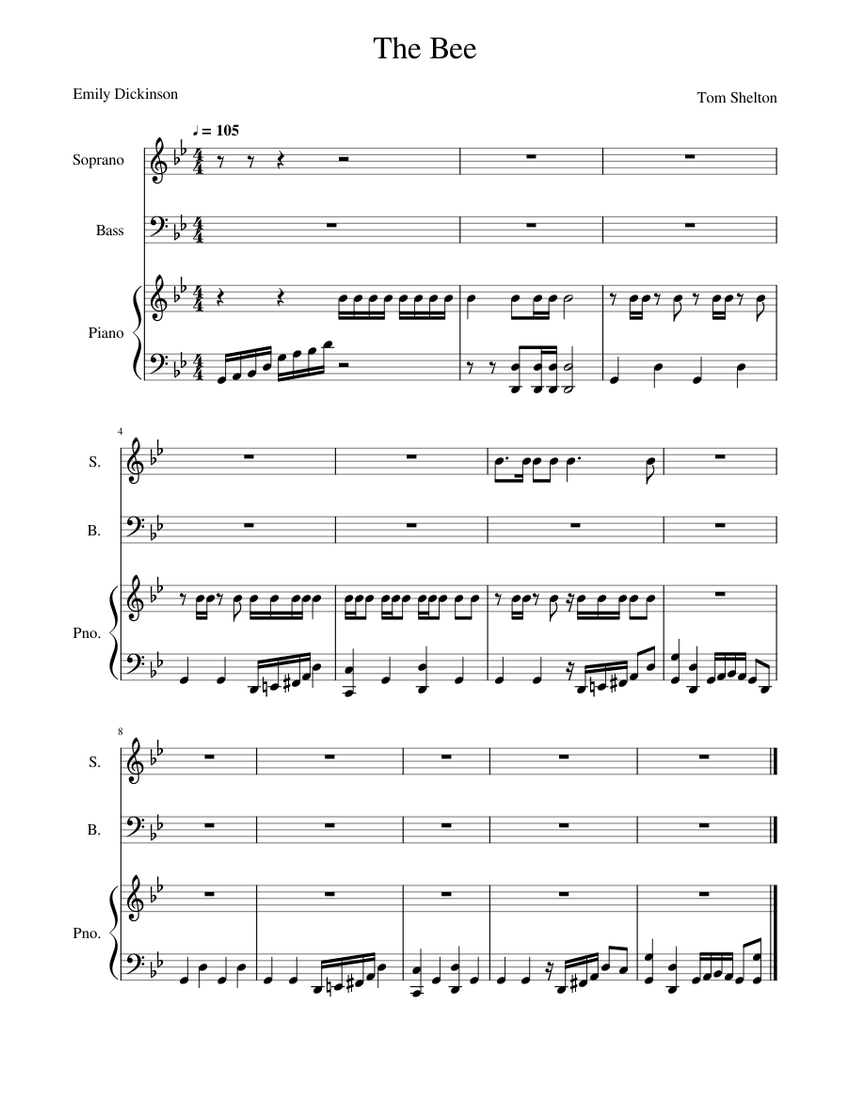 The Bee Sheet music for Piano, Soprano, Bass voice (Mixed Trio ...