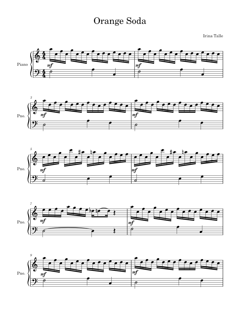 orange soda Sheet Music for Piano (Solo) | MuseScore.com