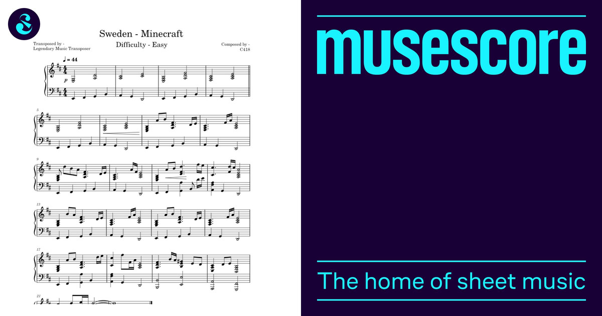 Sweden – C418 Sweden by C418 Sheet Music for Piano (Solo) Easy ...