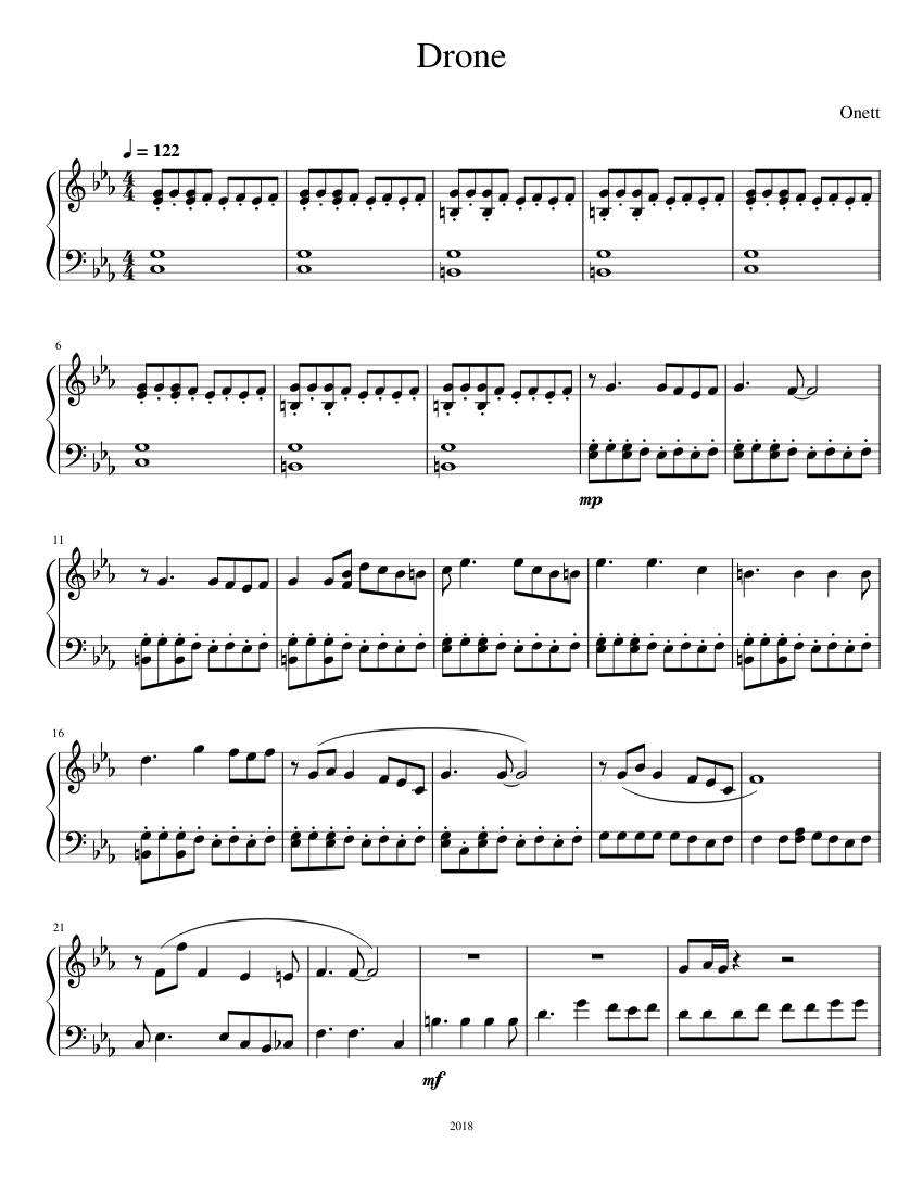 Drone – Onett Sheet Music for Piano (Solo) easy | MuseScore.com
