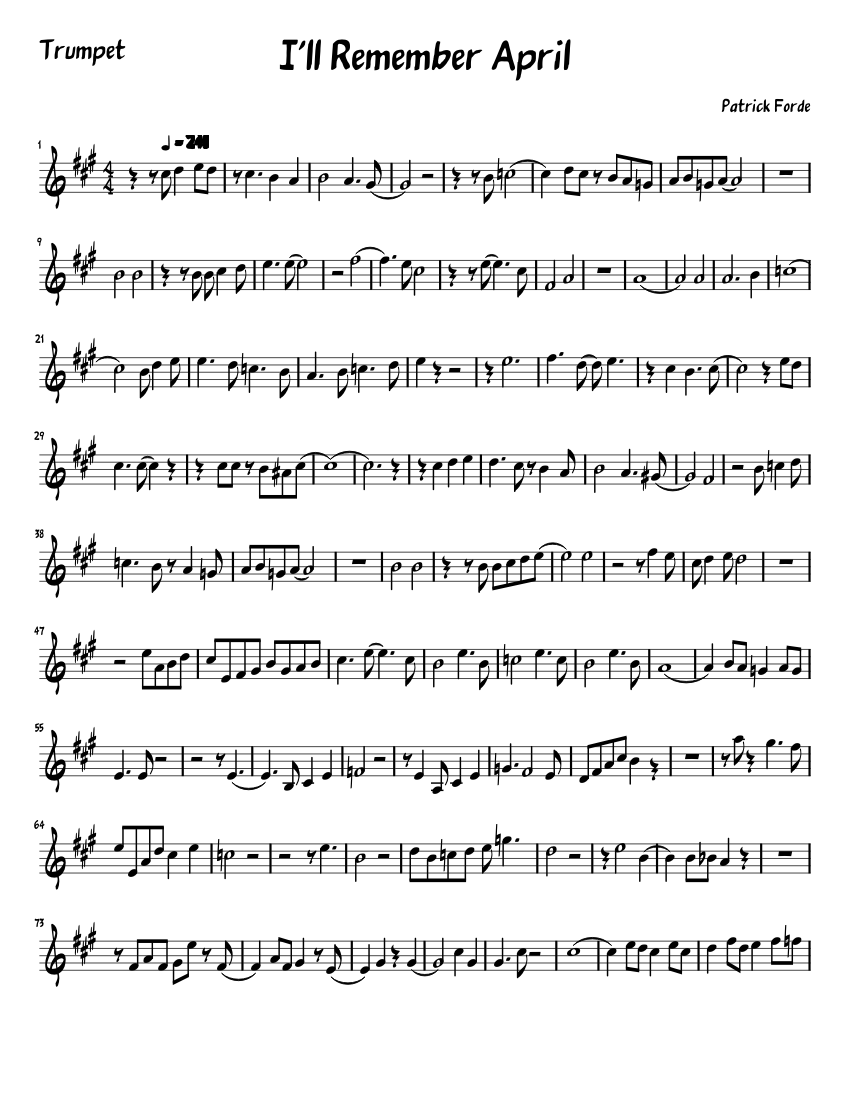 I'll Remember April Sheet Music for Trumpet in b-flat (Solo ...