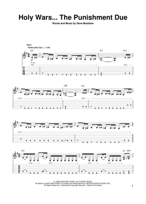 megadeth sweating bullets tab