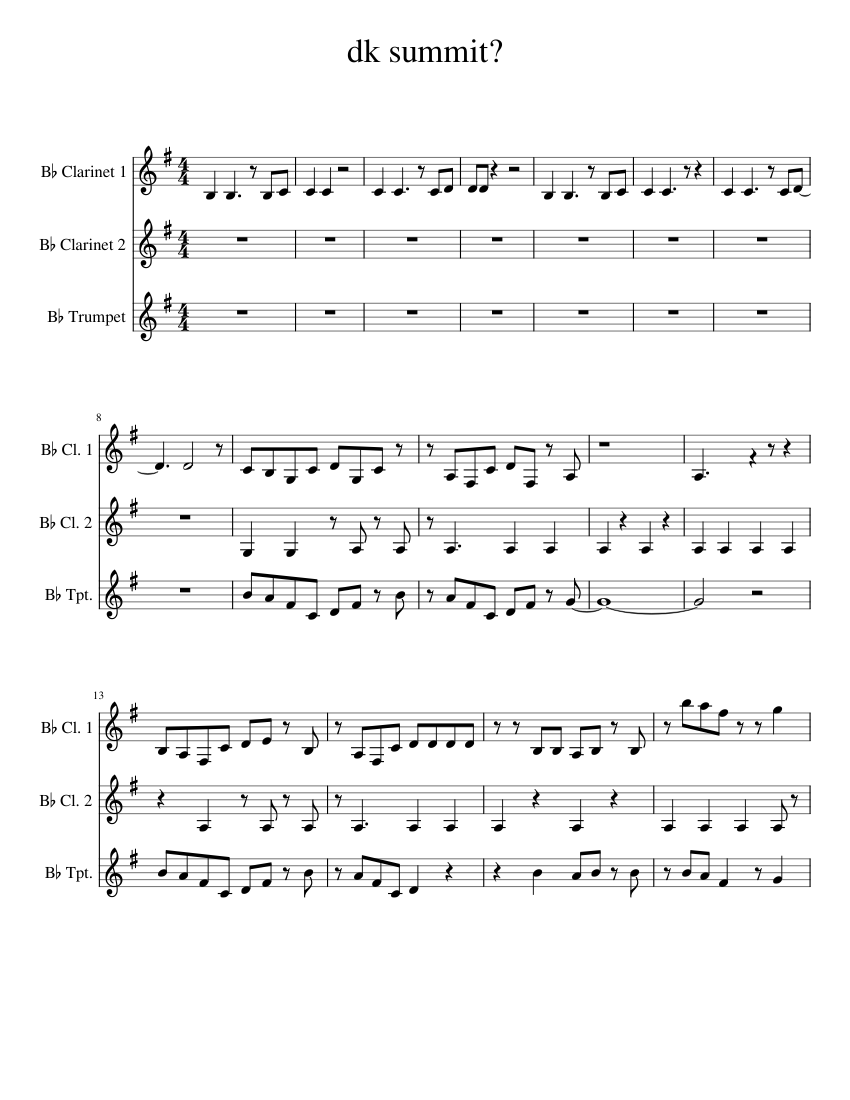 dk summit made by me Sheet music for Clarinet in b-flat, Trumpet in b ...