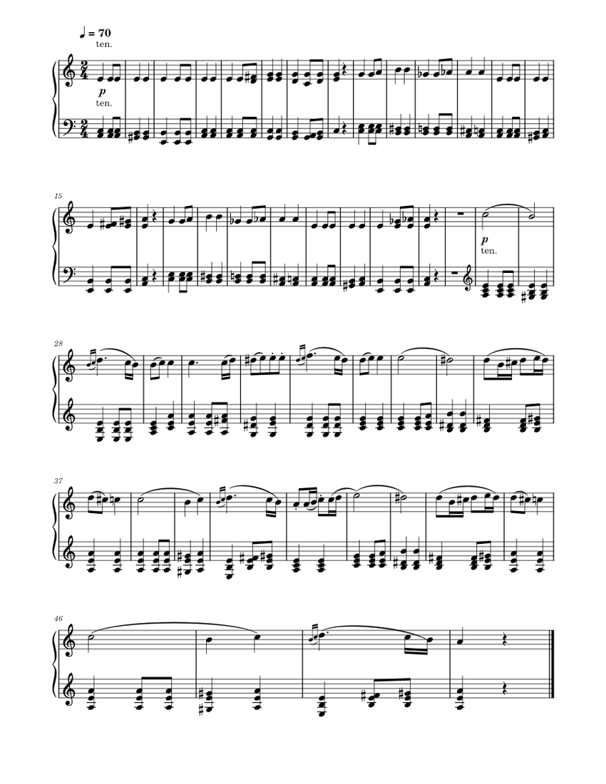 Symphony No.7, Op.92 – Ludwig van Beethoven , 2nd Mouvement Sheet music for Piano (Solo) Easy ...