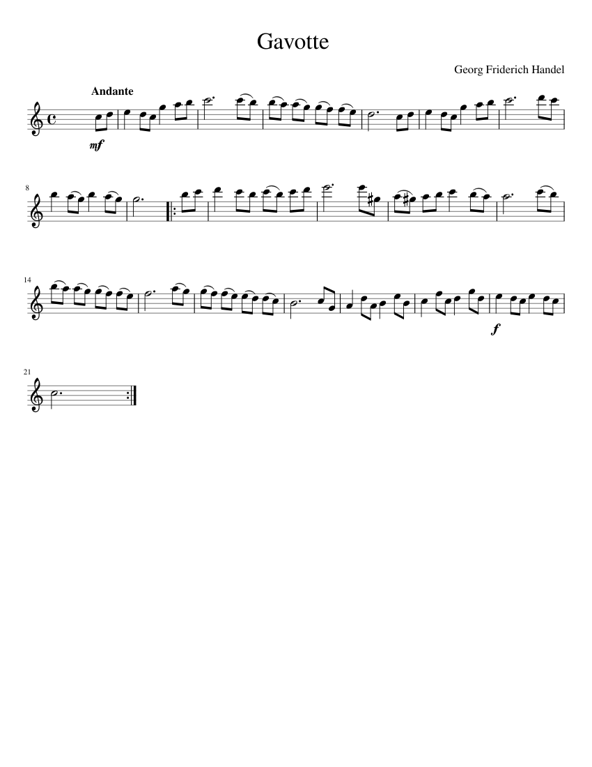 Gavotte Handel 2 Sheet Music for Harmonica (Solo) | MuseScore.com