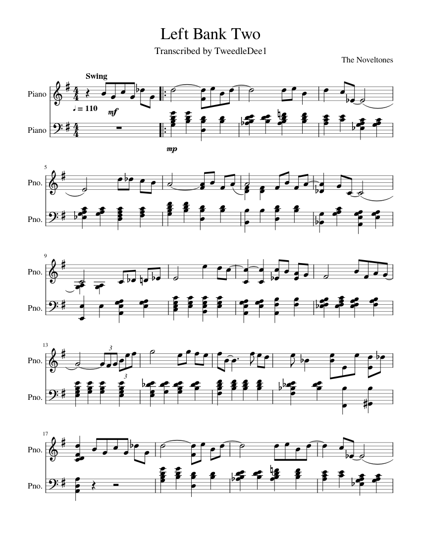 Left Bank Two (Little Big Planet) - The Noveltones Sheet Music for ...