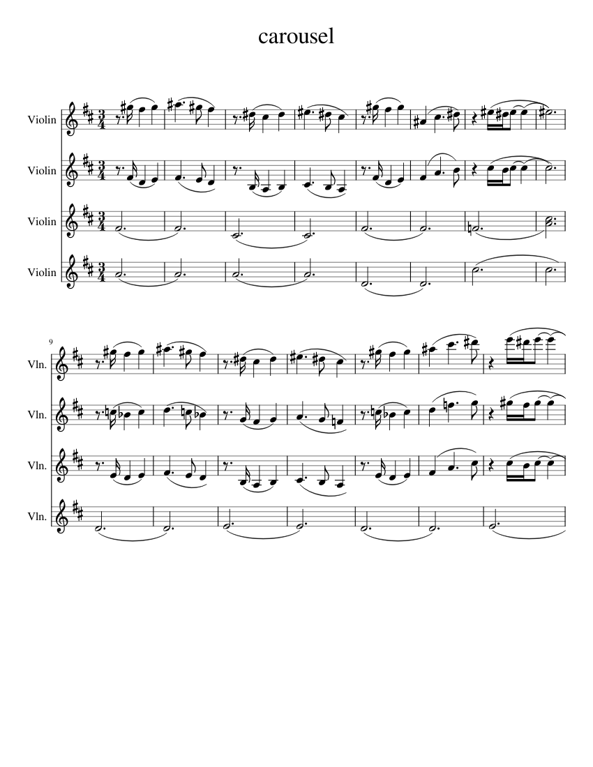 carousel Sheet music for Violin (Mixed Quartet) | Musescore.com