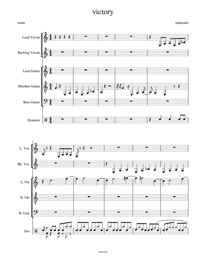 victory Sheet music for Vocals, Guitar, Bass guitar, Drum group (Mixed ...