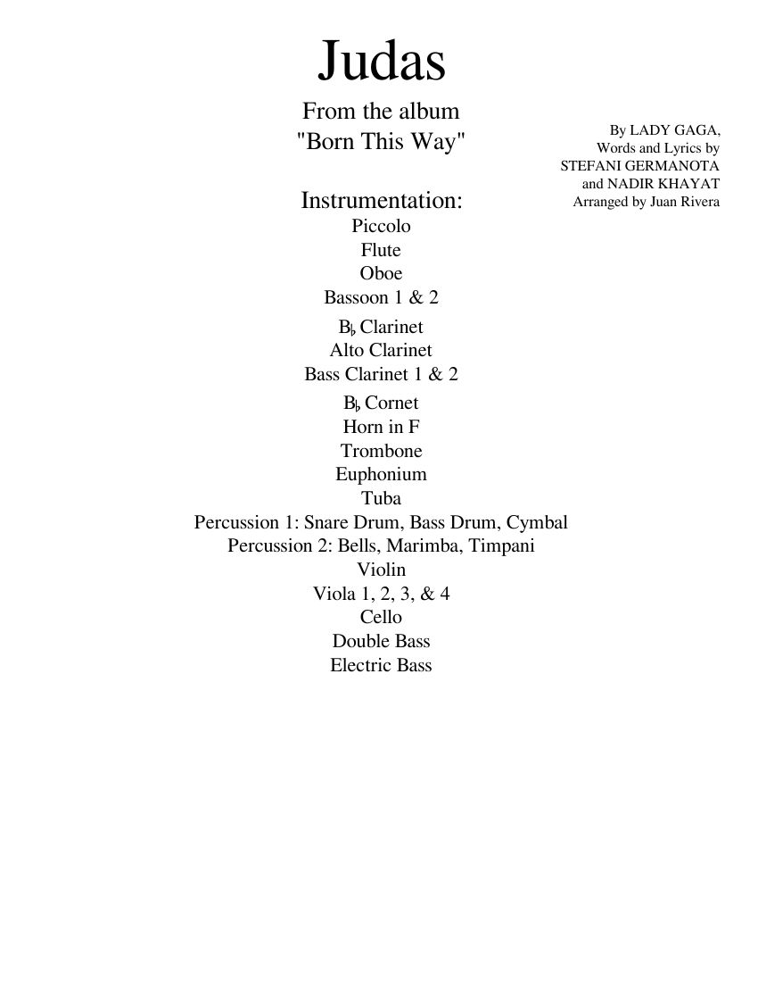 Judas Sheet Music for Trombone, Cornet, Euphonium, Tuba & more ...