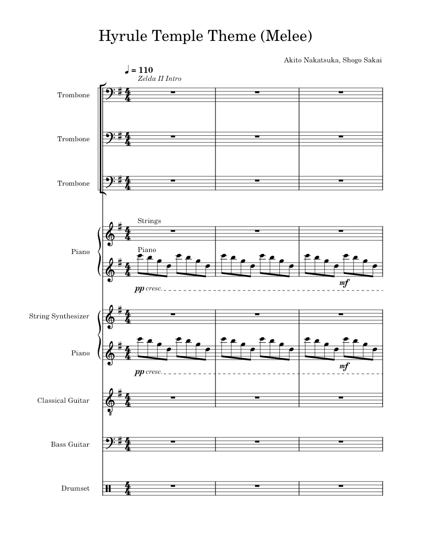 Hyrule Temple (Smash Bros. Melee) - TDH Arrangement Sheet Music for ...