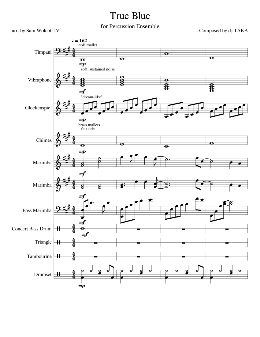 Real_True_Blue Sheet music for Tambourine, Timpani, Vibraphone ...