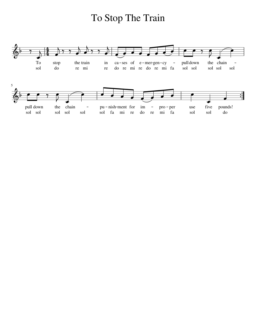 To Stop The Train Sheet Music for Piano (Solo) Easy | MuseScore.com