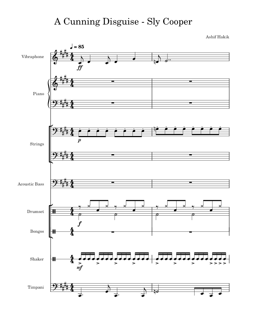 A Cunning Disguise - Sly Cooper Sheet Music for Piano, Timpani ...