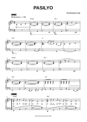 Pasilyo - SunKissed Lola (Piano Solo) Sheet Music for Piano (Solo ...