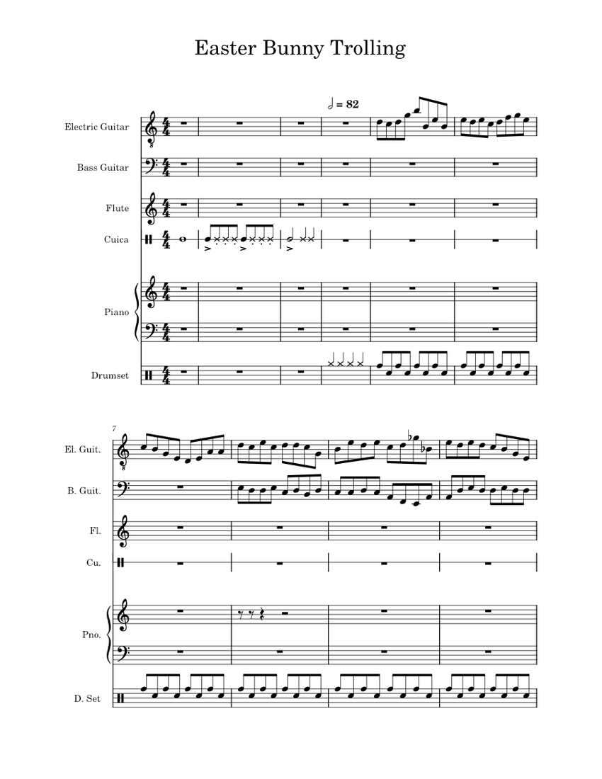 Easter Bunny Trolling Sheet music for Piano, Flute, Guitar, Bass guitar ...