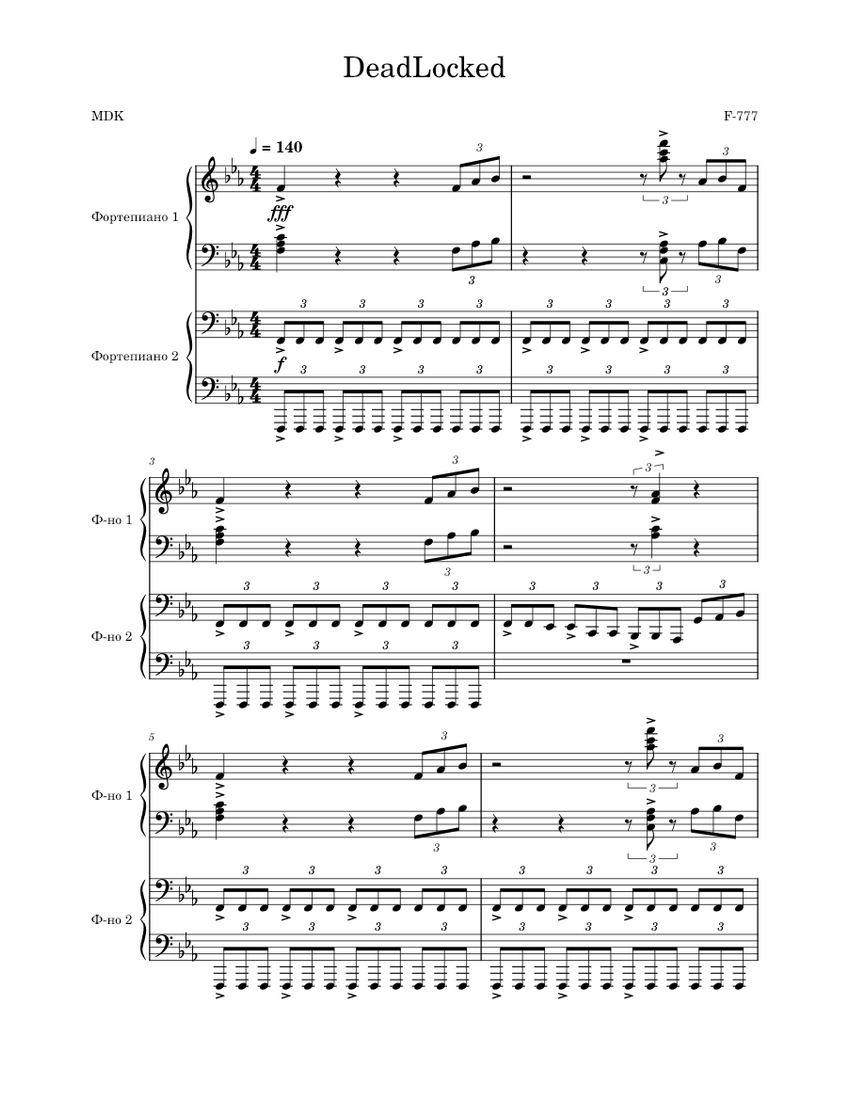 Deadlocked – F-777 DeadLocked Sheet music for Piano (Piano Duo ...