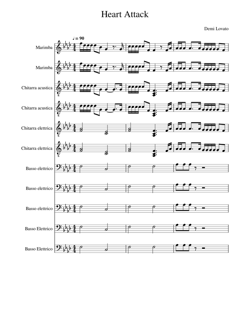 Heart Attack Sheet music for Guitar, Bass guitar, Marimba (Mixed ...